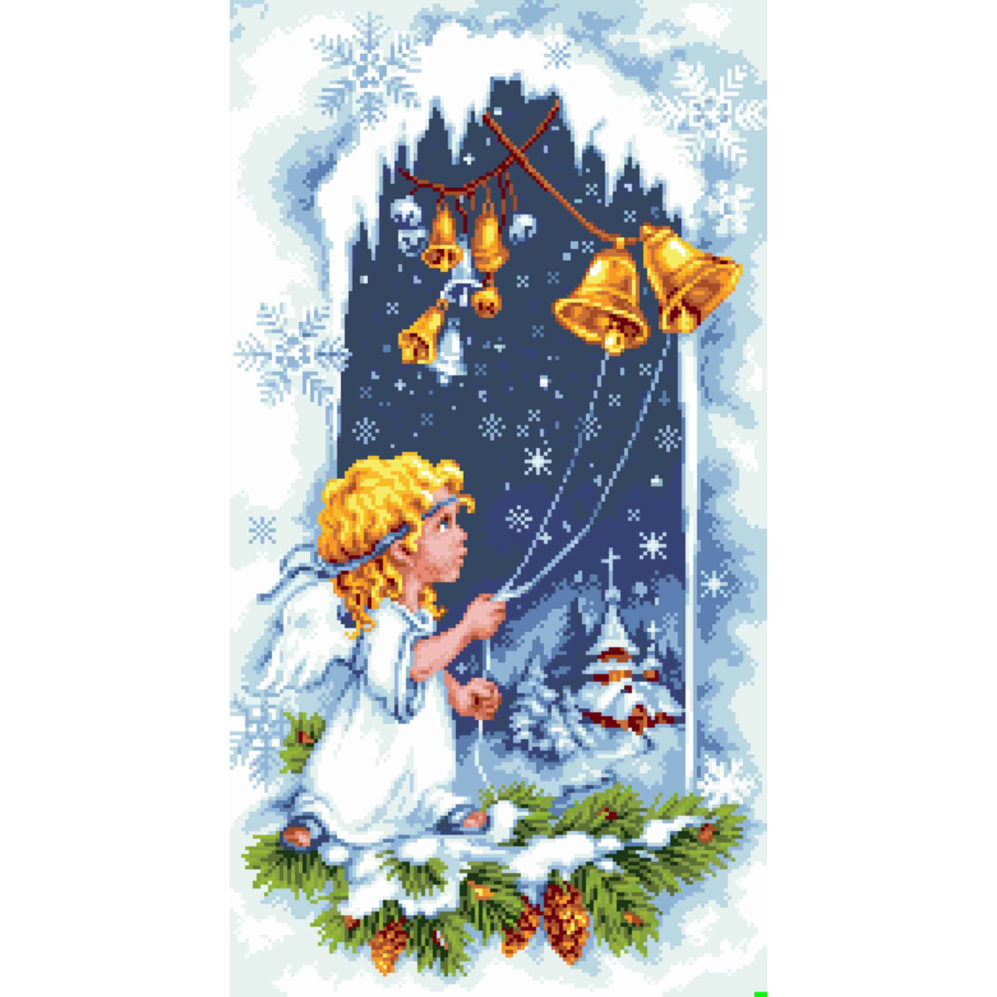 Goblen Ingerul Colindelor, Rogoblen, Kit cu diagrama alb negru, fire ...