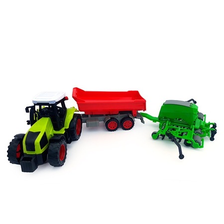 Tractor din plastic cu doua remorci, 59x13cm - eMAG.ro