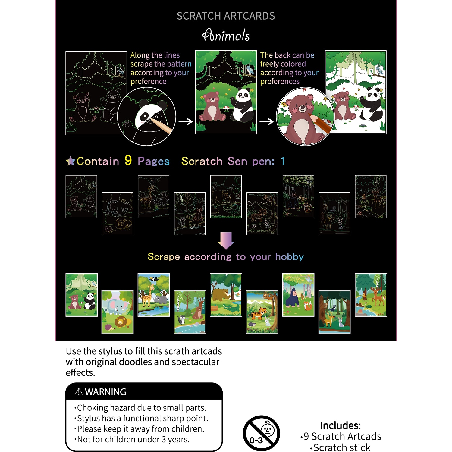 Set 9 planse razuibile Scratch ArtCards, Bambinice, Multicolor - eMAG.ro