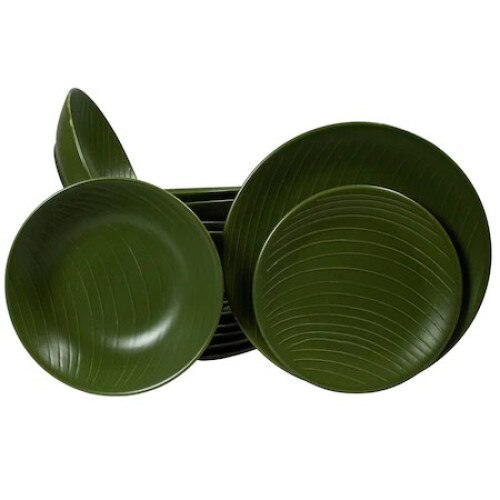 Set vesela din Ceramica, 18 piese, decorat in relief cu linii curbate ...
