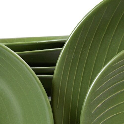Set vesela din Ceramica, 18 piese, decorat in relief cu linii curbate ...