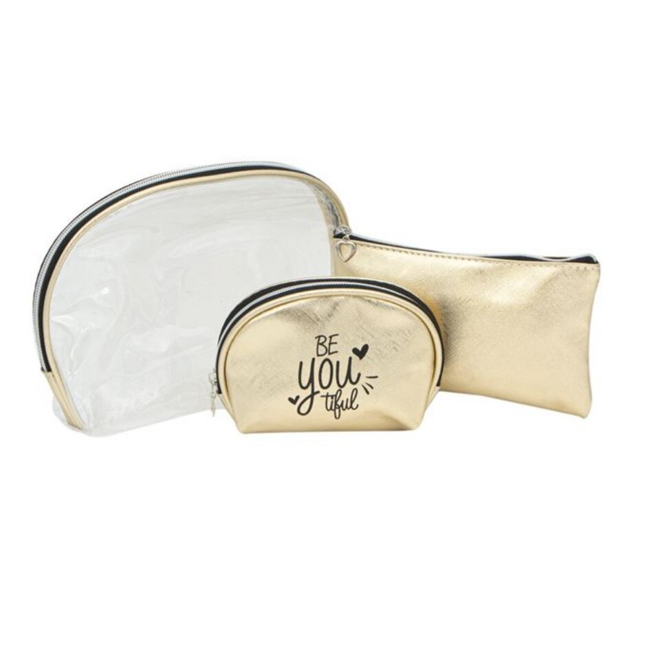 Set portfard, transparent/auriu, Be you tiful, 3 buc., 24 x 6 x 17 cm ...