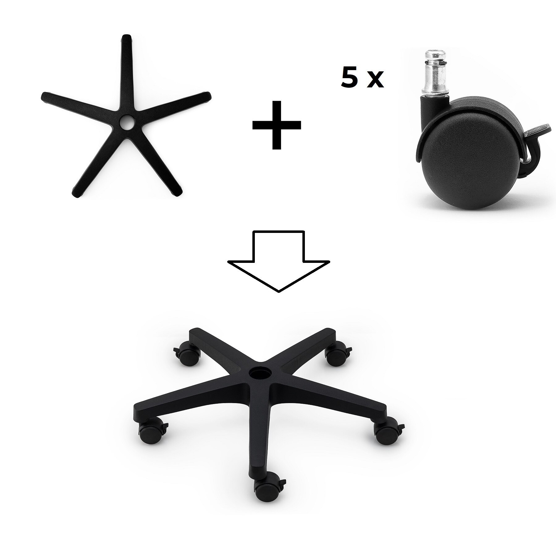 PACHET format din STEA 700mm si 5 buc ROTILE 50mm cu Blocator TRAFFIC ...