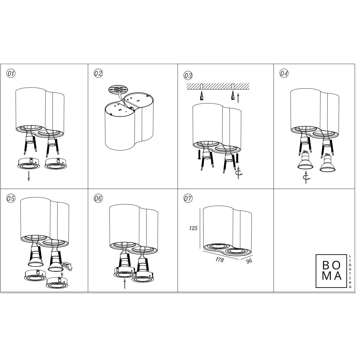 Duo spot Berlin, Boma, LED, Incastrat, Rotund, 2x50w, Aluminiu, Alb ...