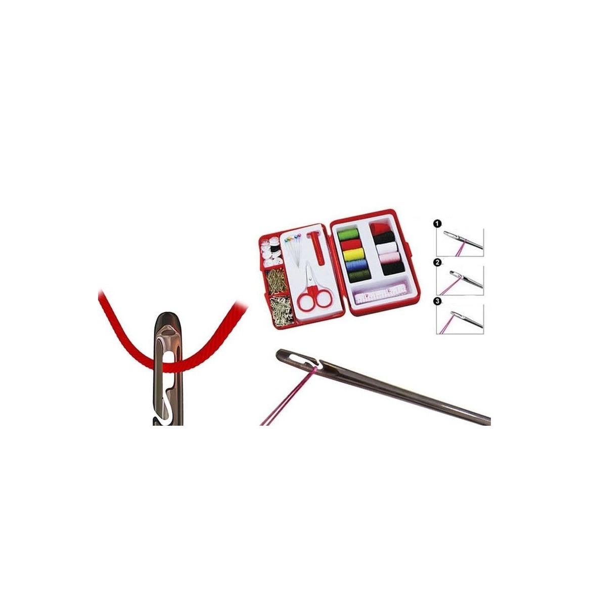 Mini kit de cusut Stitches, 112 accesorii incluse, portabil, ace cu ...