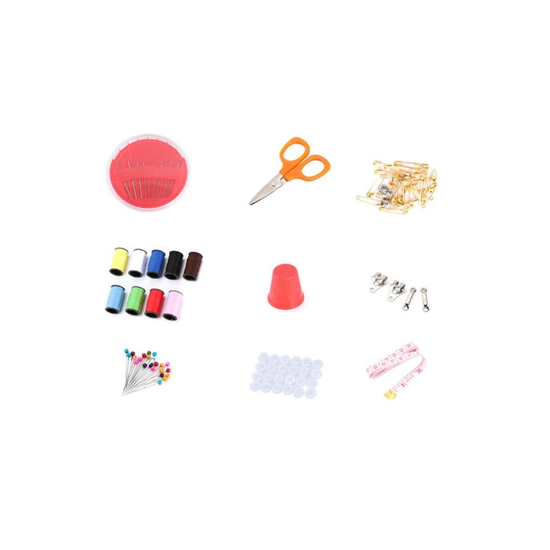 Mini kit de cusut Stitches, 112 accesorii incluse, portabil, ace cu ...
