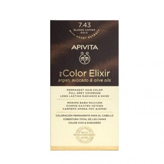 Vopsea de par My Color Elixir blond cupru auriu N7.43, Apivita - eMAG.ro