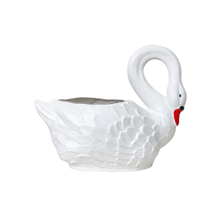 Ghiveci din plastic, model lebada alb, lungime 65 cm - eMAG.ro