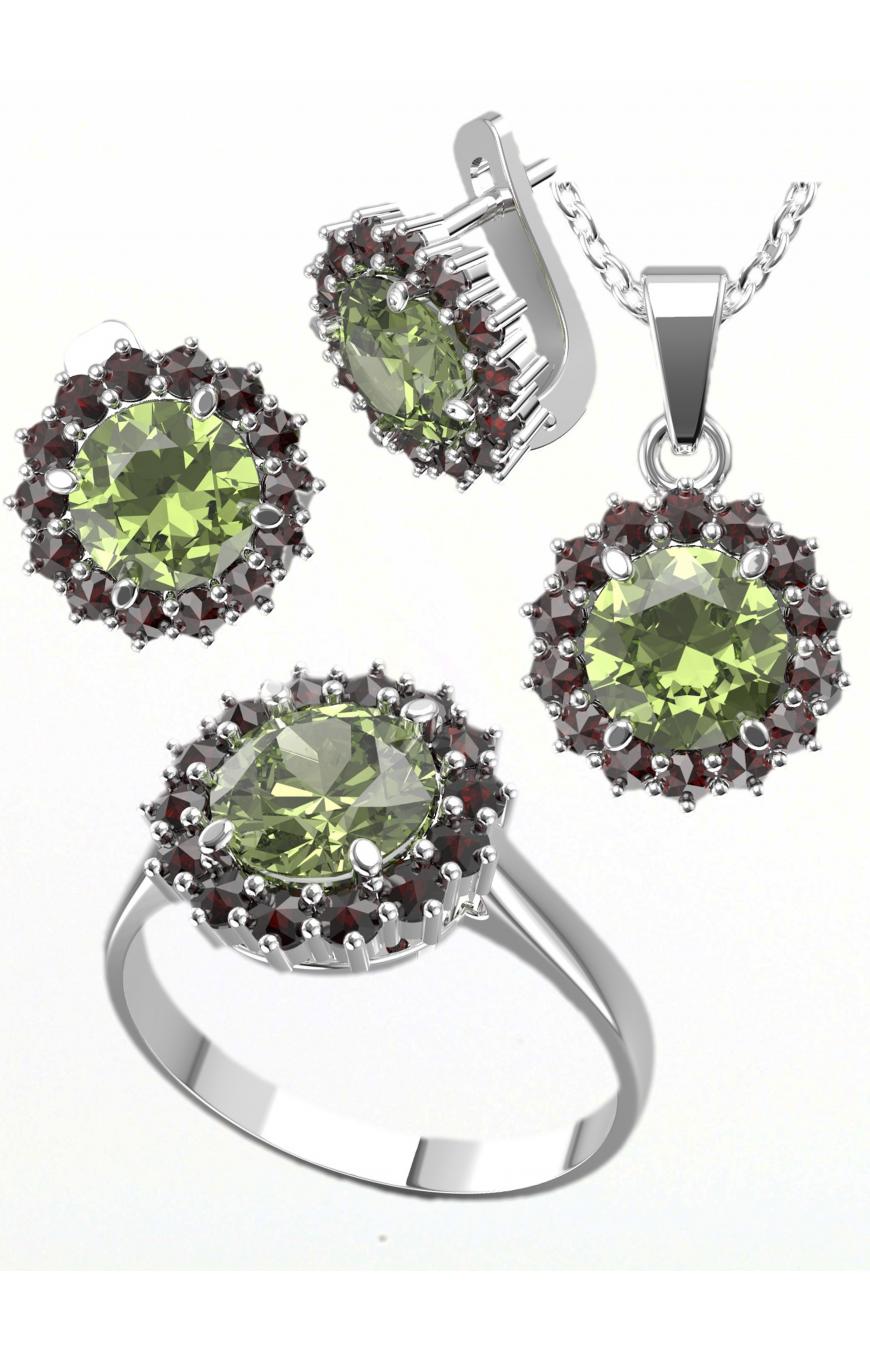 Set bijuterii dama, A-B, Argint/Granat, Multicolor - eMAG.ro