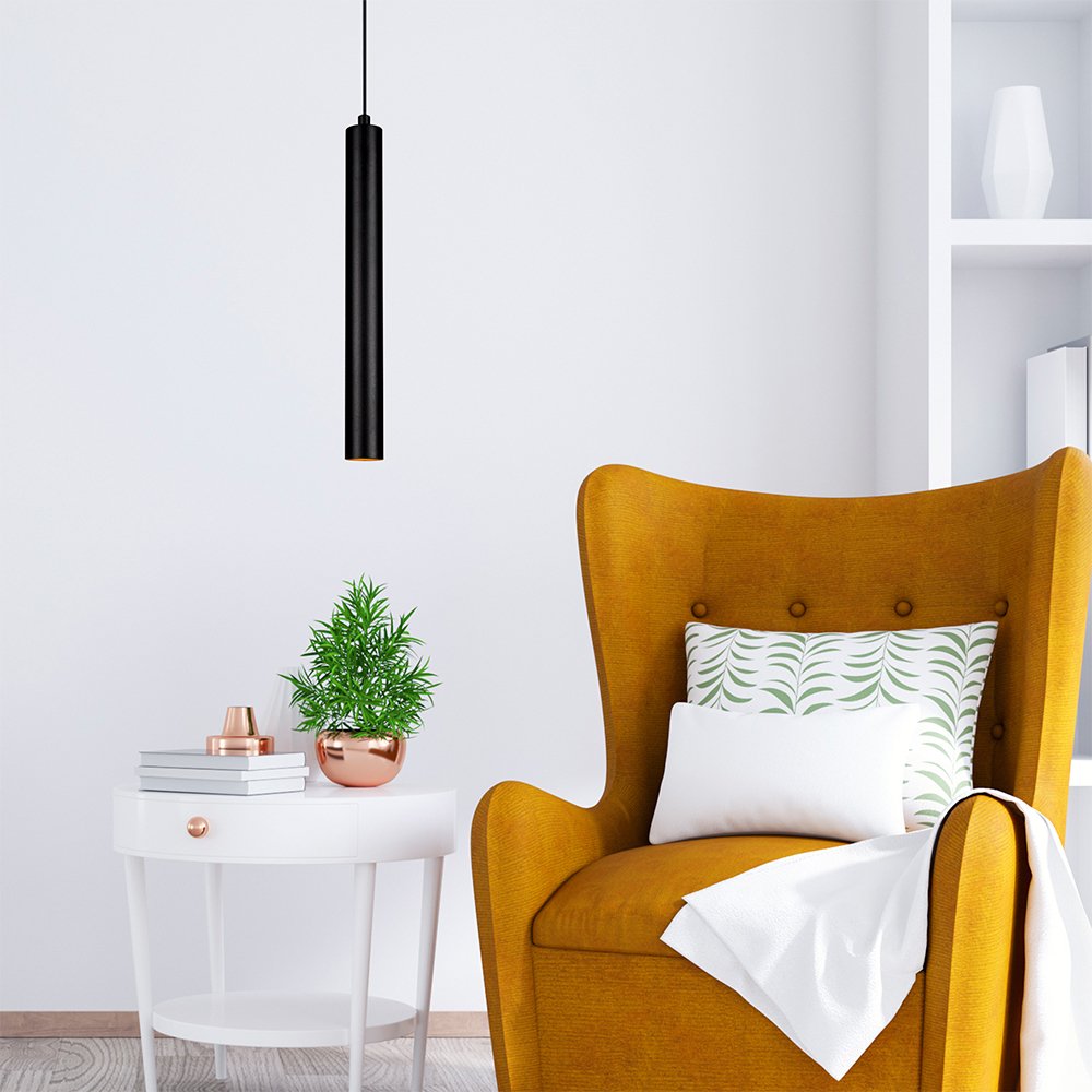 Lustra Tube, Luxe Lighting, Negru, 25x30x126 cm - eMAG.ro