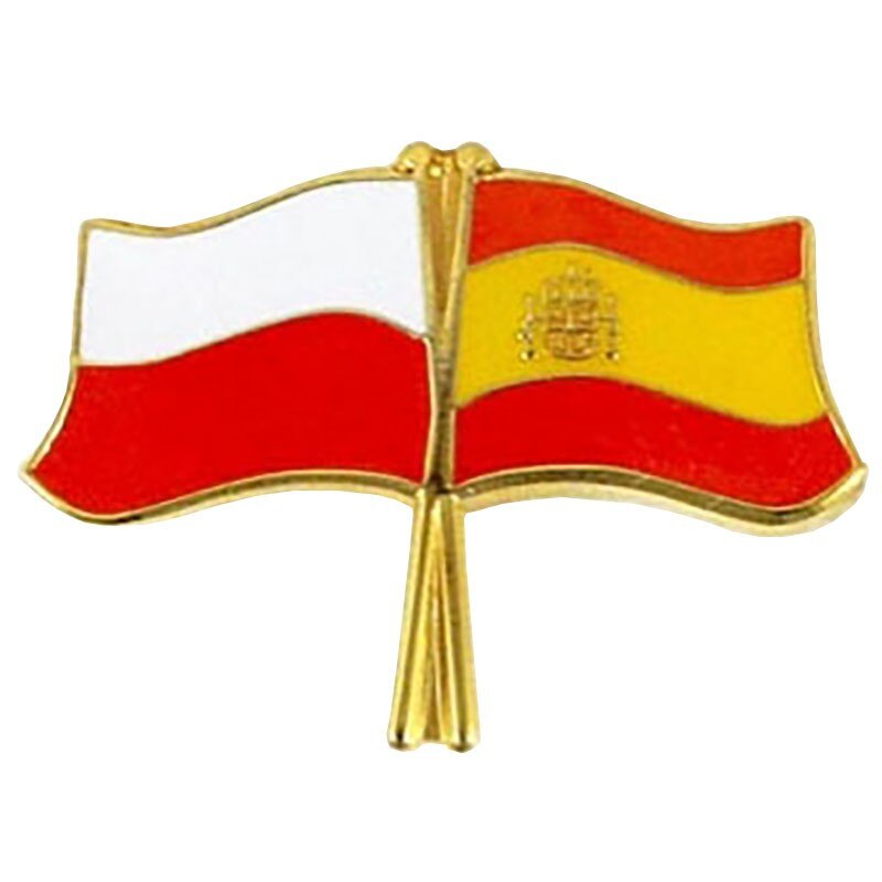 Insigna cu pin, SteelBlue, Model- steag Polonia-Spania, Auriu - eMAG.ro