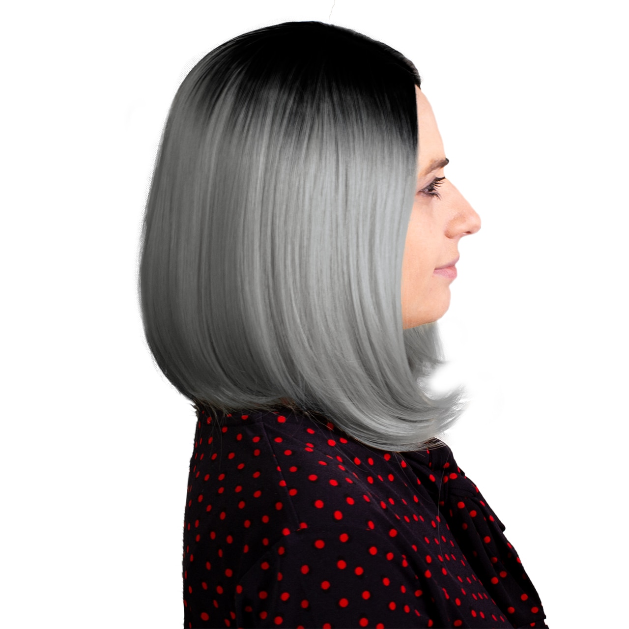 Peruca Hair2heart, Bob lung, Par sintetic, Gri - eMAG.ro