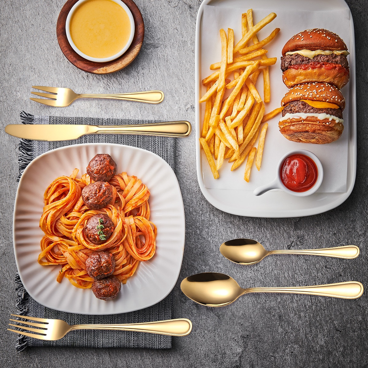 Set tacamuri din inox, 48 piese cu diplomat, RENDY’S, gold - eMAG.ro