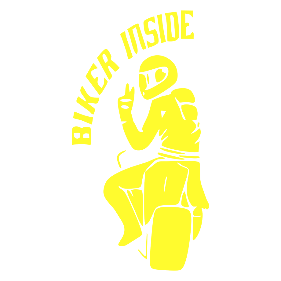Sticker auto ''Biker inside'', 19x13 cm, Galben - eMAG.ro