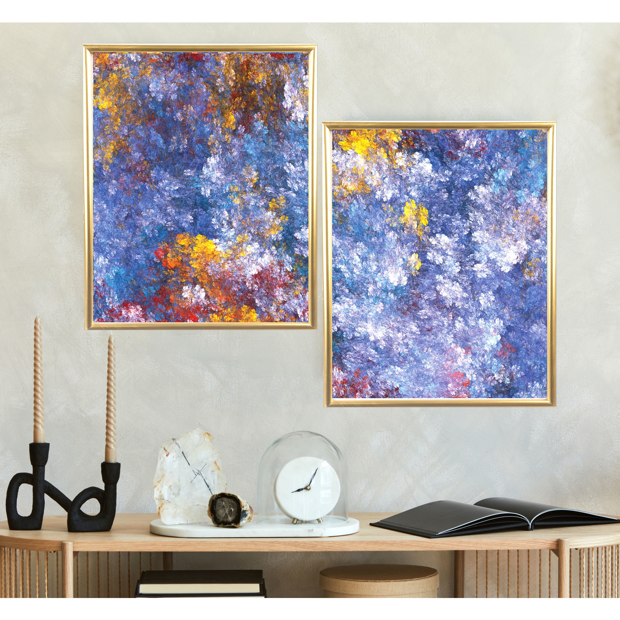 Set 2 tablouri inramate, Padure abstracta, 50 x 40 cm - eMAG.ro
