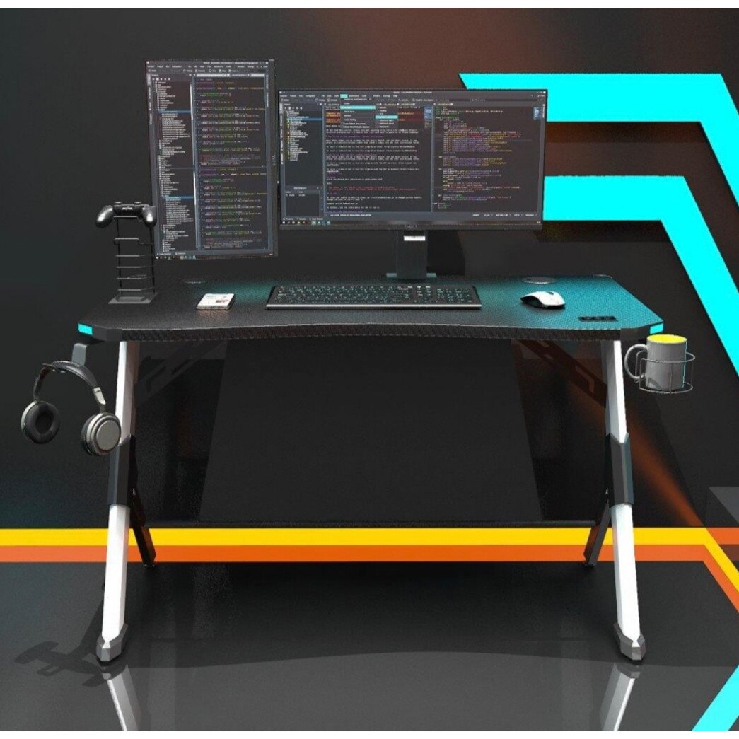 Birou gaming Nayyar, negru, gri, 110 x 75 x 60 cm, 1C - eMAG.ro