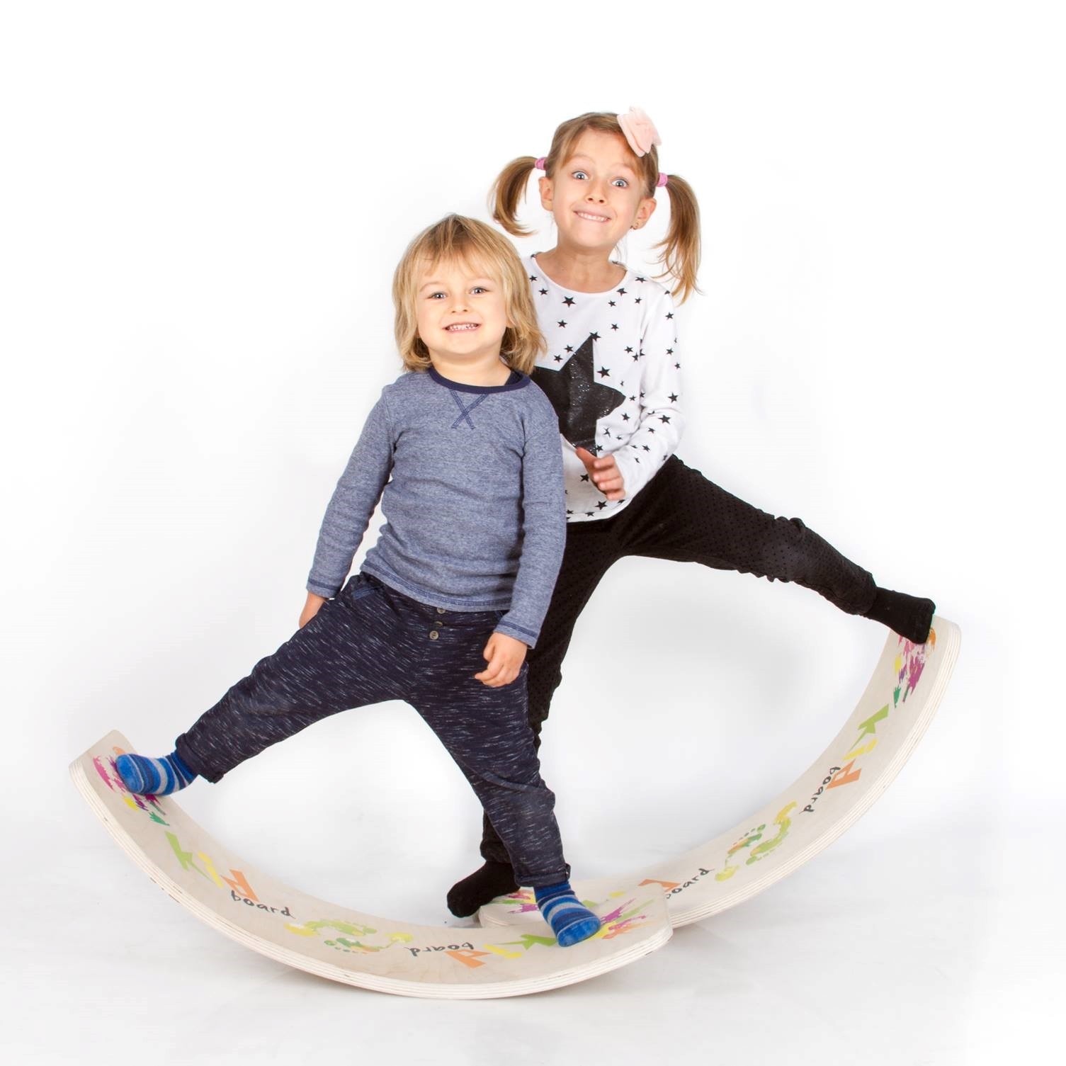 Детски баланс борд KidBoard, дизайн Прогорено лого, 84.5 х 28.5 х 1.2 ...