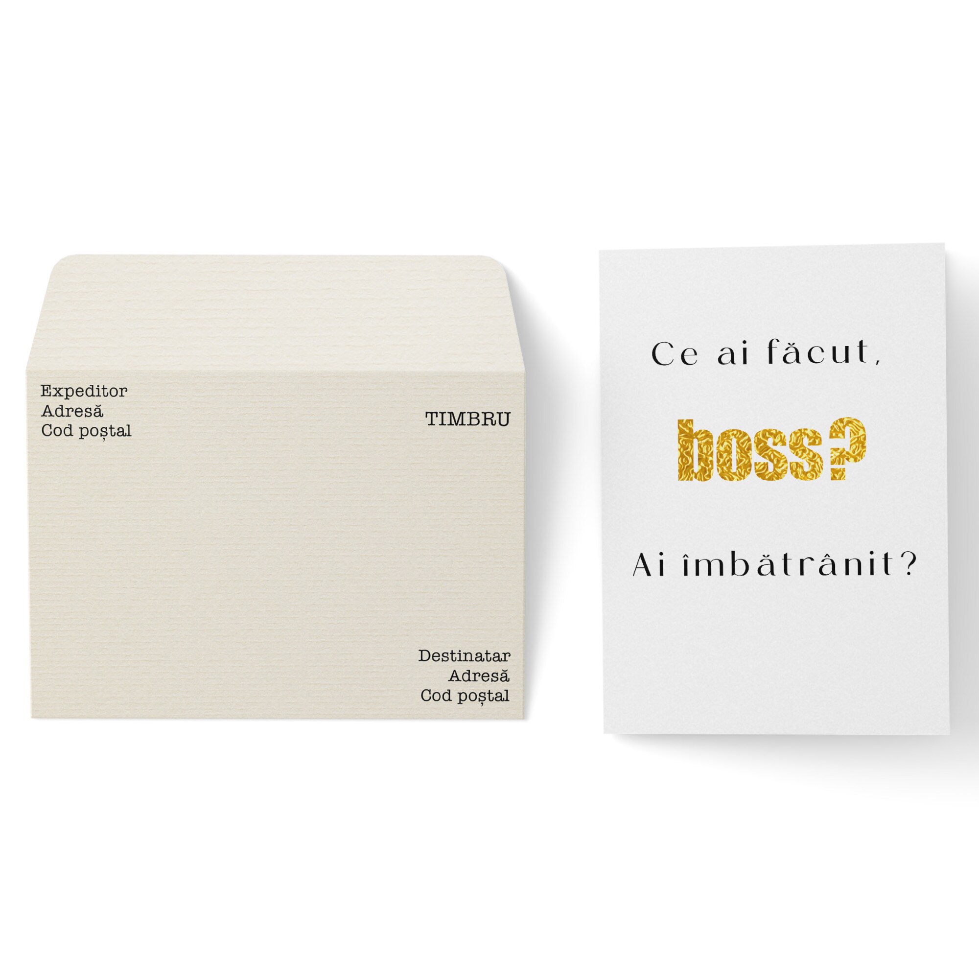 Felicitare cu plic, hartie texturata premium - Boss - eMAG.ro