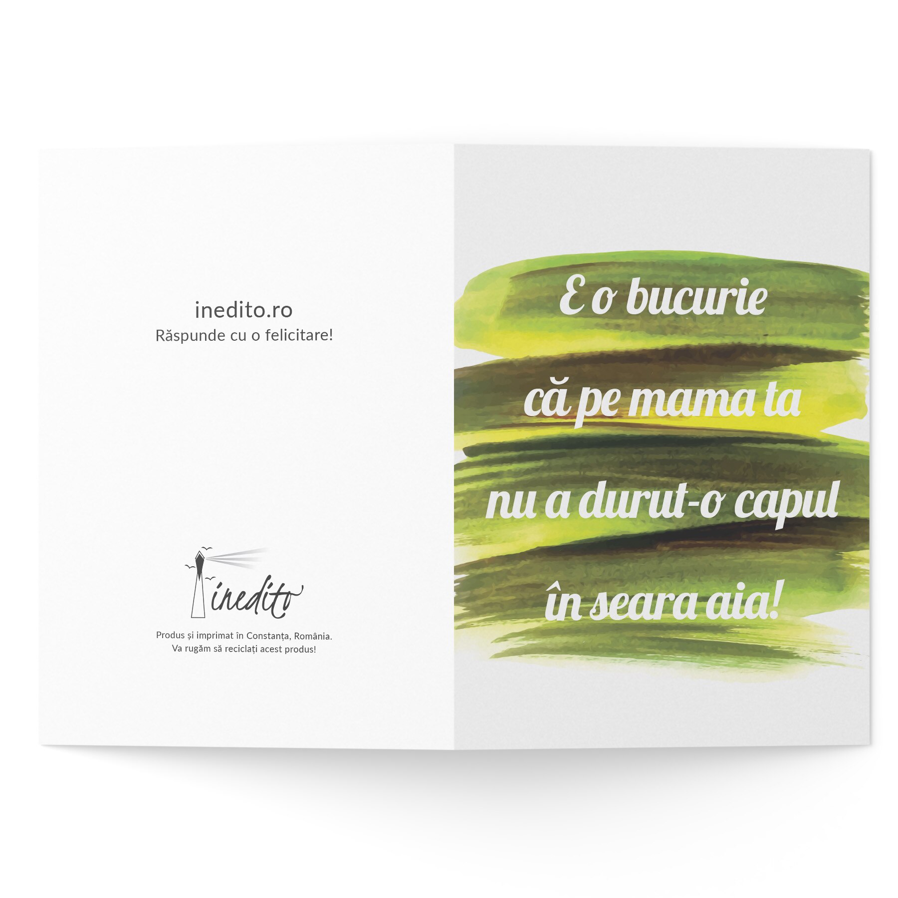 Felicitare cu plic, hartie texturata premium - Despre mama ta - eMAG.ro