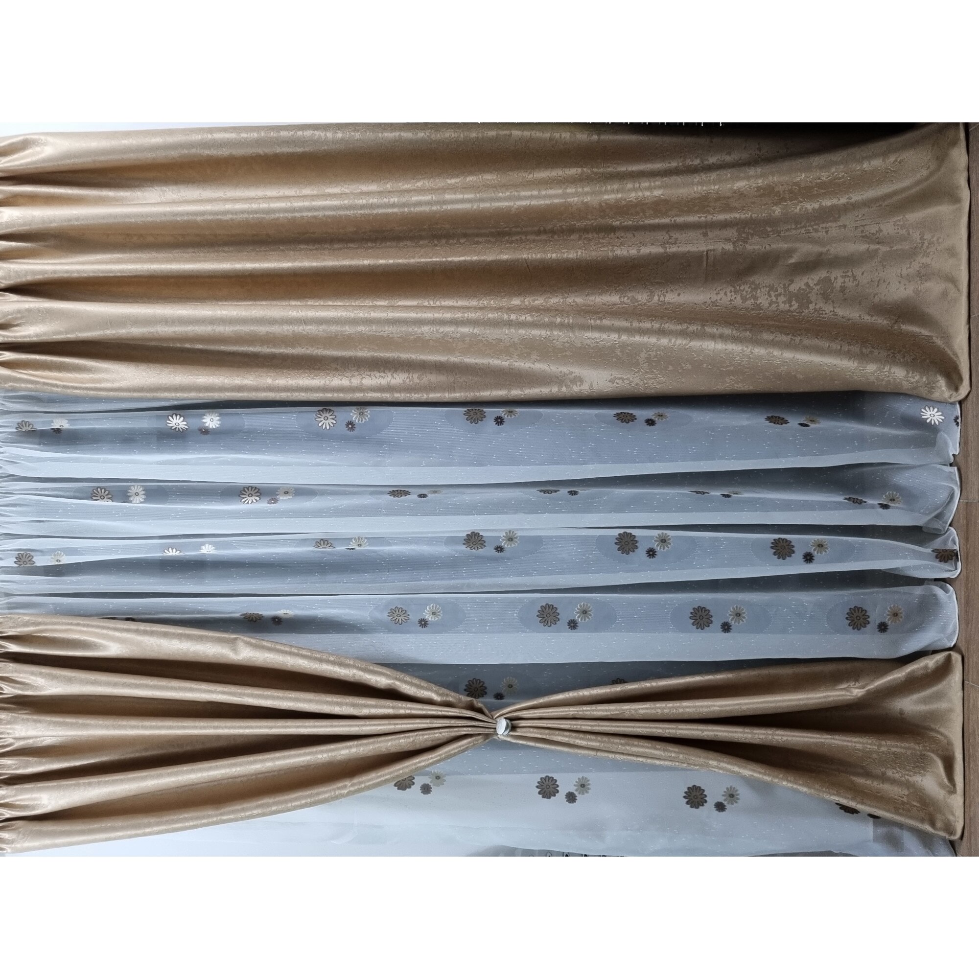 Set MASTEL 2 draperii black-out 2x140x260cm bej cu perdea 350x260 cm ...