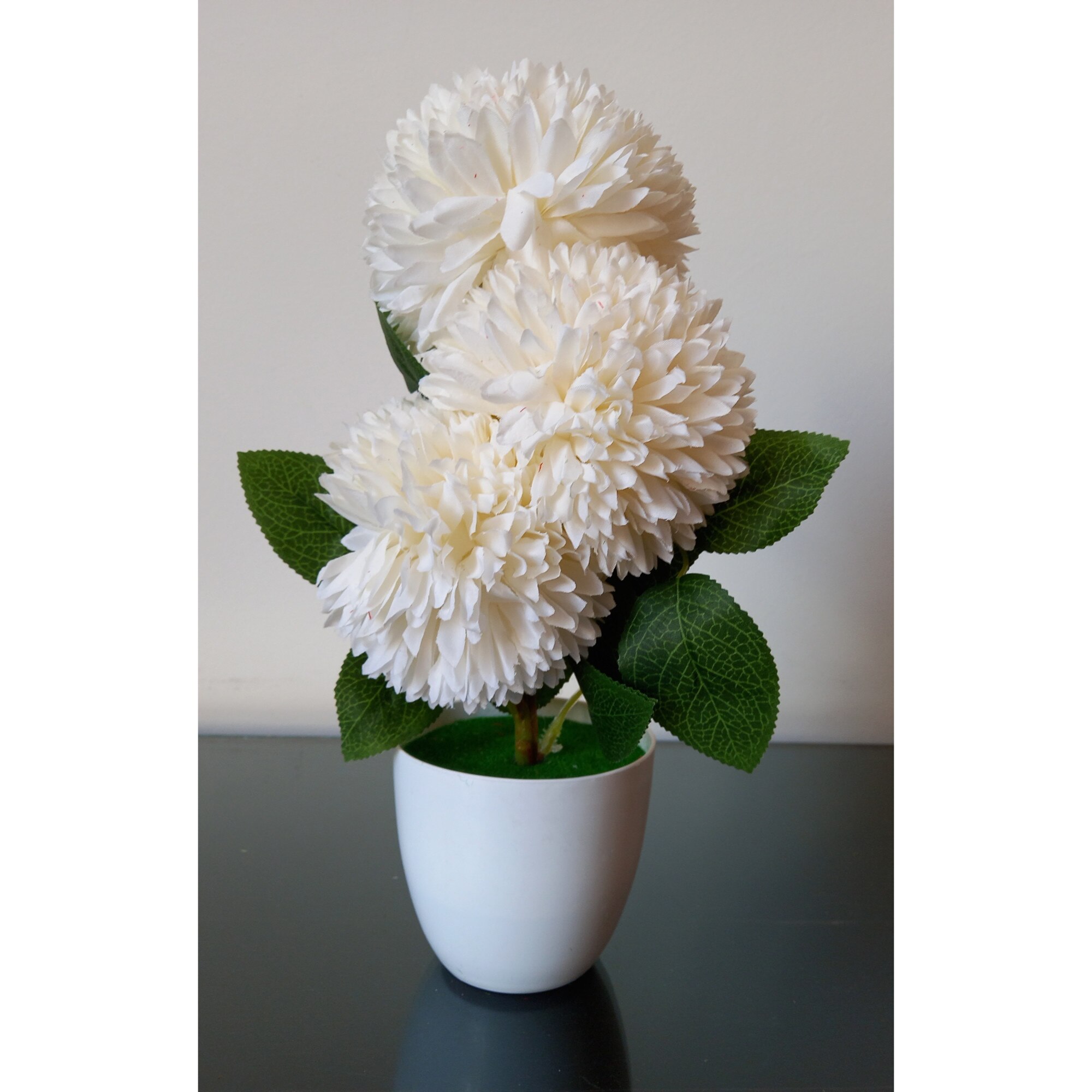 Floare artificiala in ghiveci Alb din Plastic, model Bulgarasi, Alb, 32 ...