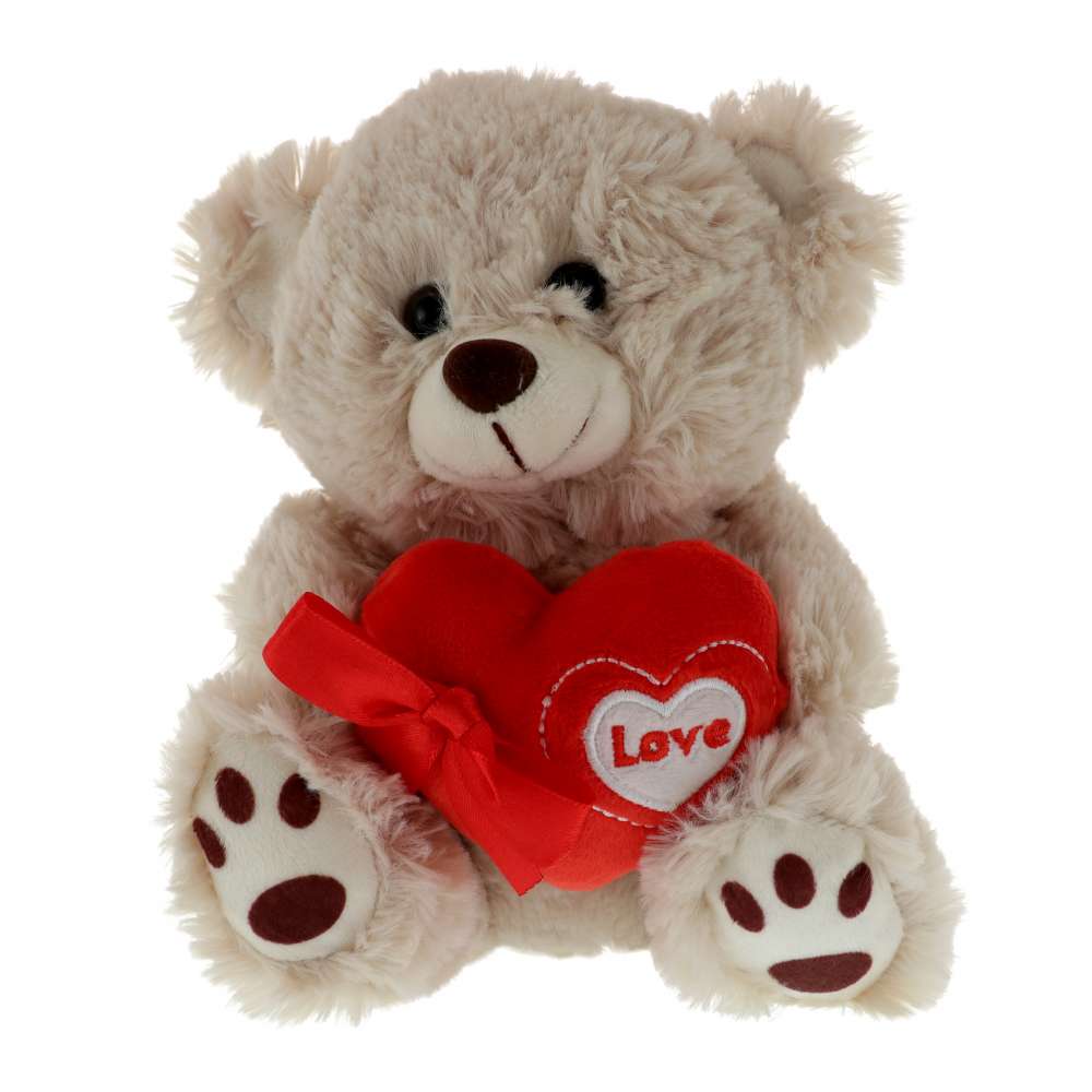 Ursulet plus bej cu inima rosie 20 cm - eMAG.ro