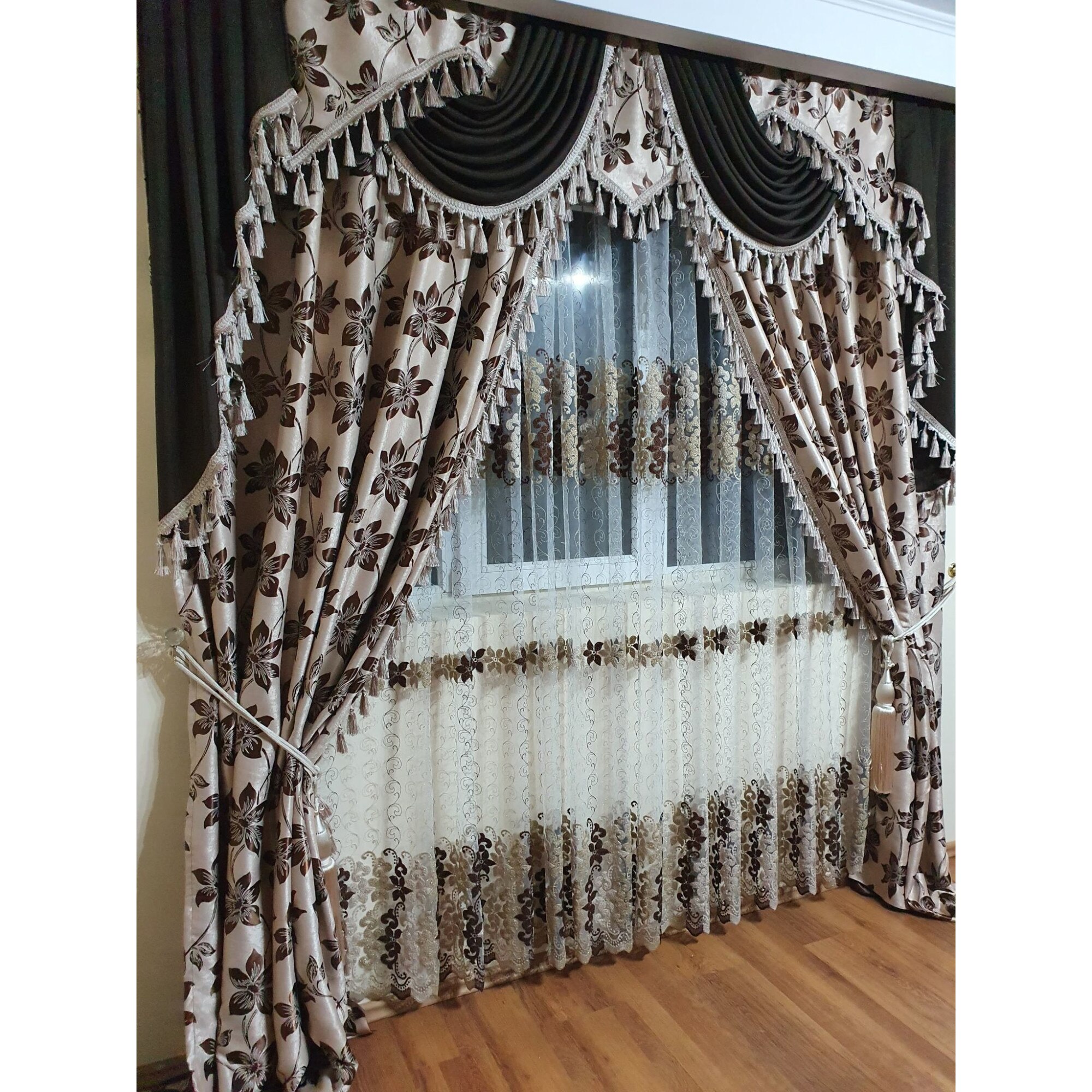 Set draperie black out bej 2 X 200 cm si perdea 1 X 500 cm VIP0011 ...