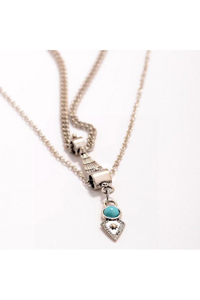 Lant Pentru talie de inspiratie orientala, cu piatra turcoaz, Argintiu ...