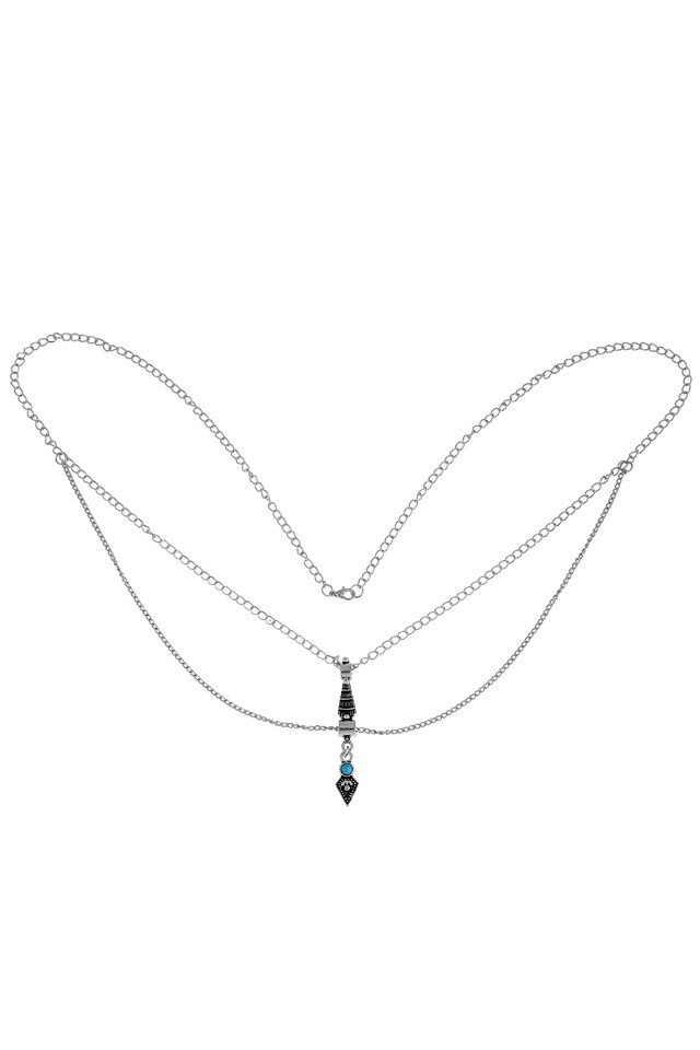 Lant Pentru talie de inspiratie orientala, cu piatra turcoaz, Argintiu ...