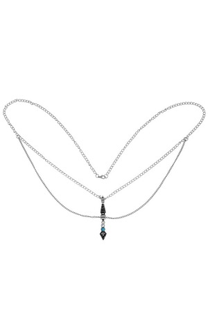 Lant Pentru talie de inspiratie orientala, cu piatra turcoaz, Argintiu ...