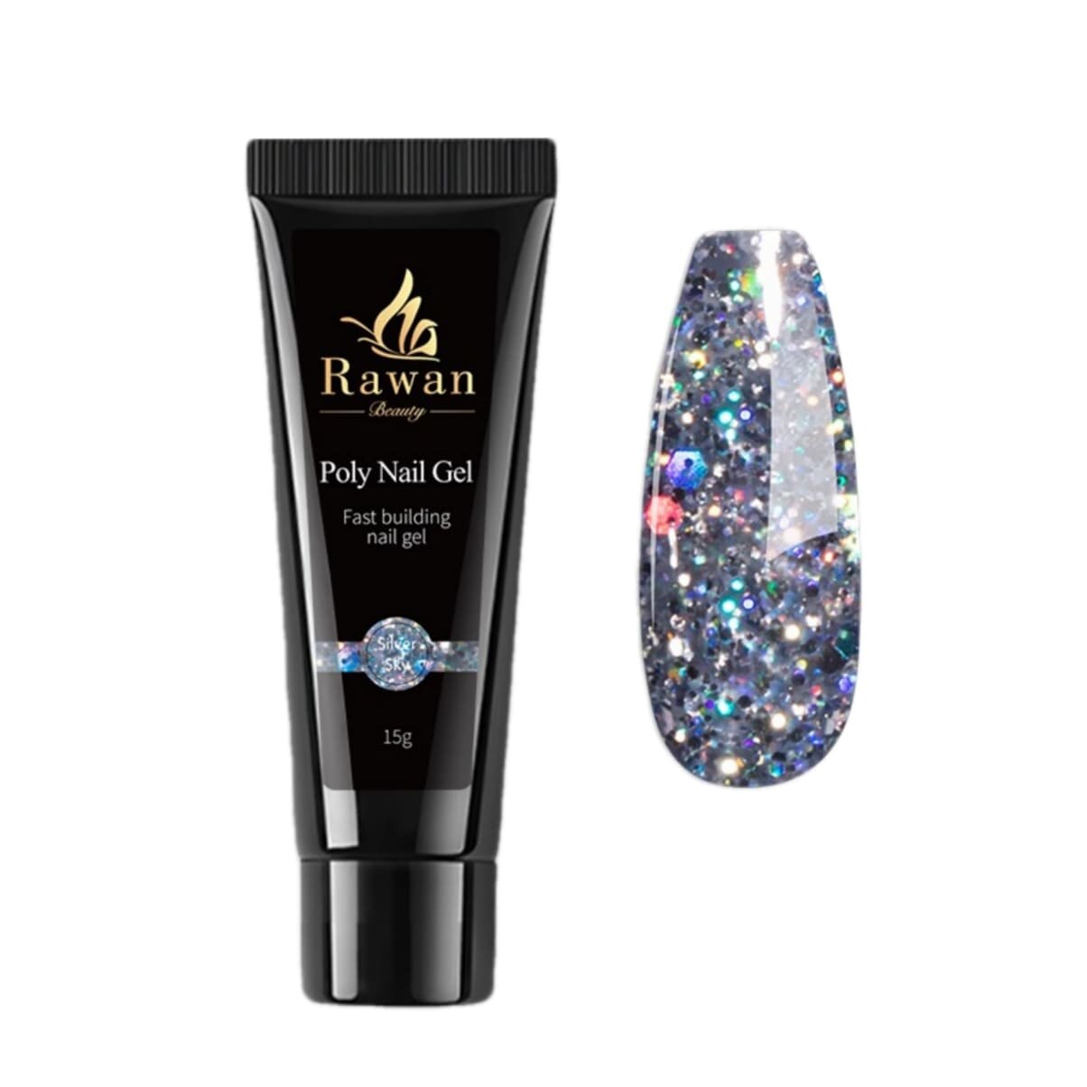 Set Gel/Tips/Clema nail art, Rawan, Argintiu - eMAG.ro