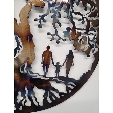 Metal Wall Art Fali dekoráció, 90 x 90, Életfa családdal minta - eMAG.hu