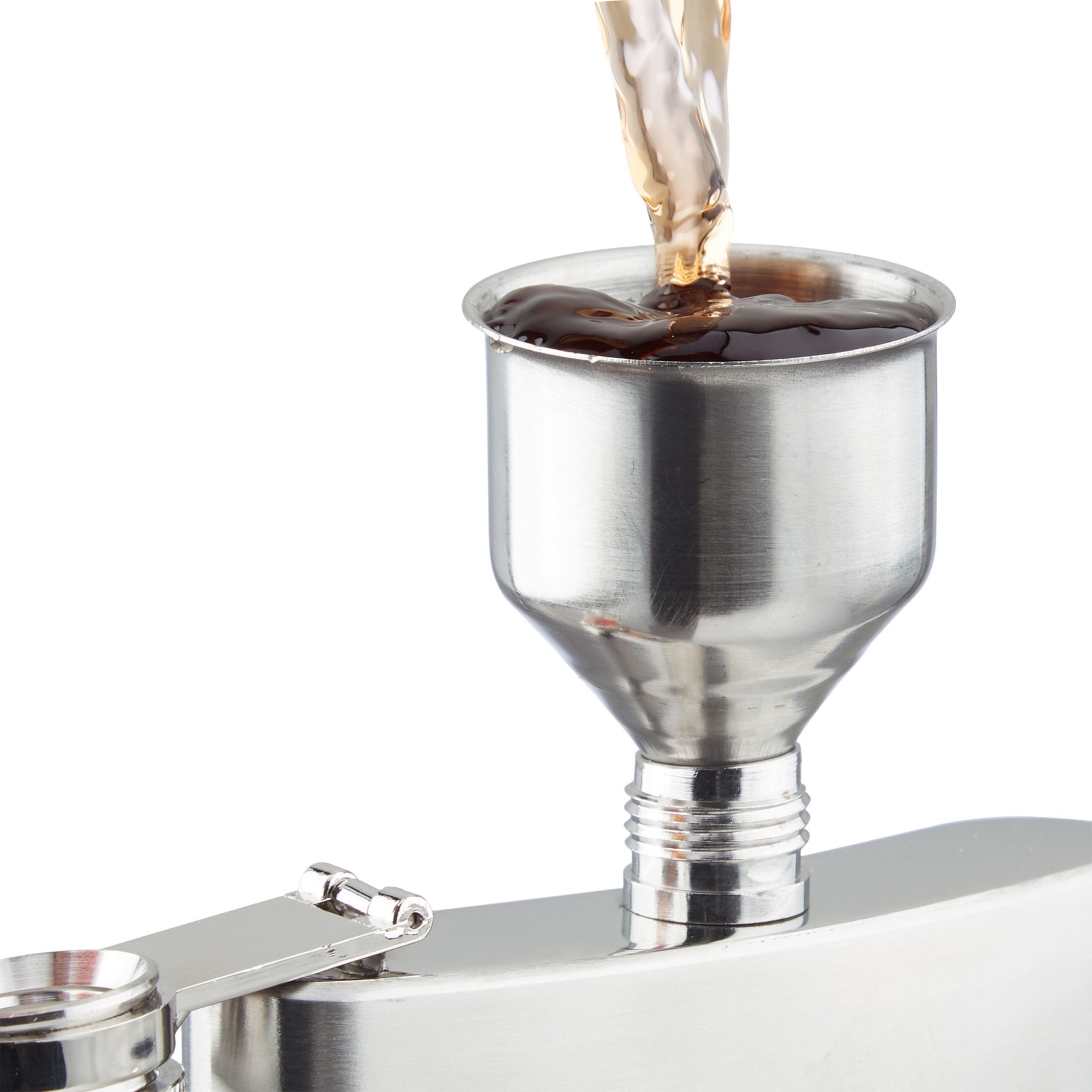 Set 7 piese, plosca, sticla metalica 200 ml si 4 pahare shot din otel ...