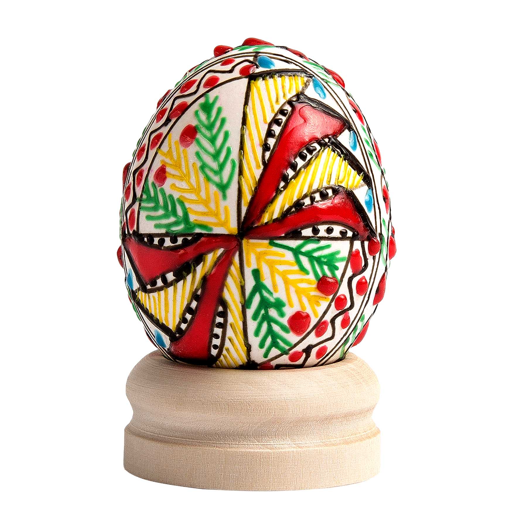 Ou de rata, model geometric, multicolor, 8 cm, cu suport din lemn - eMAG.ro