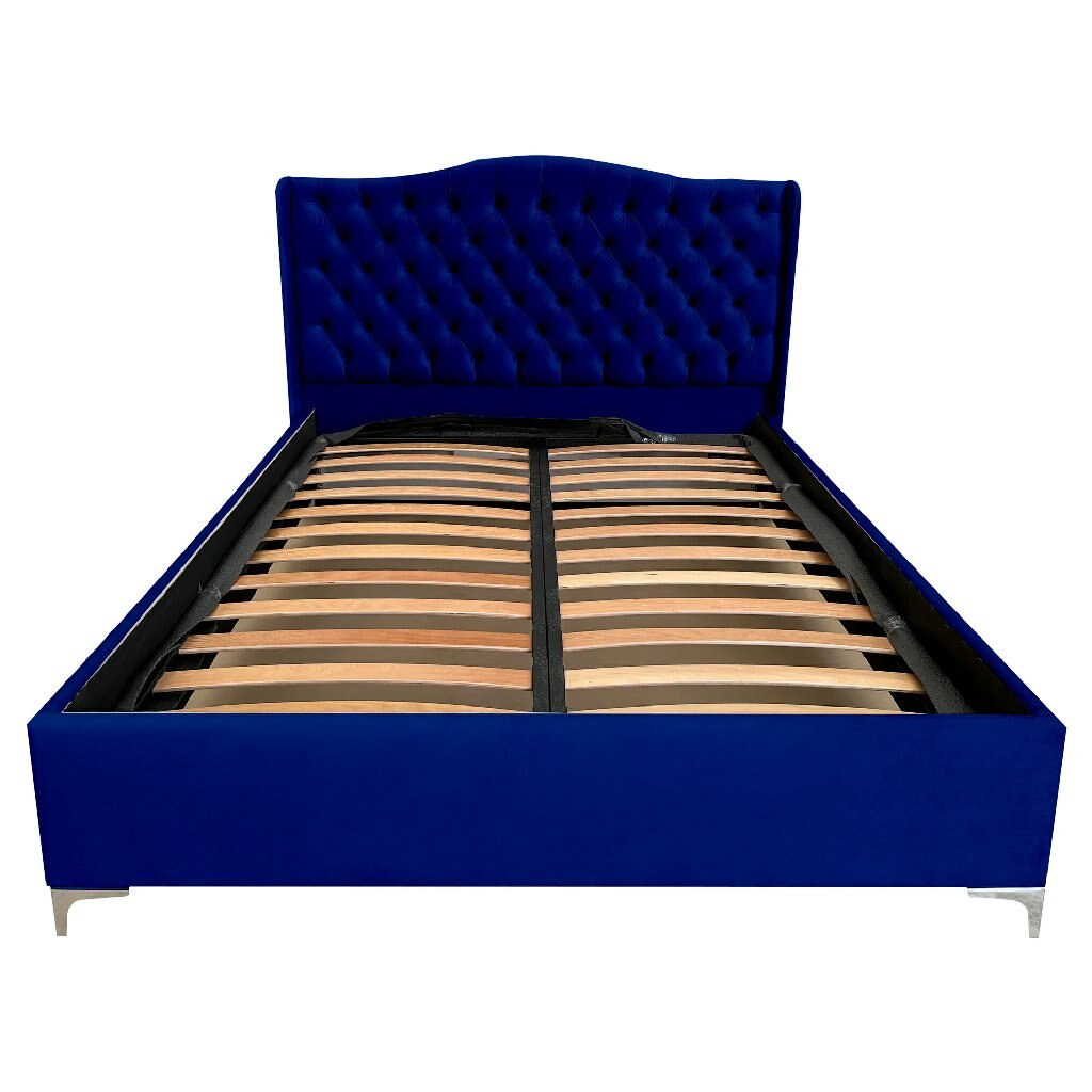 Pat Doha Clasic dublu cu somiera fara spatiu de depozitare, bleumarin ...