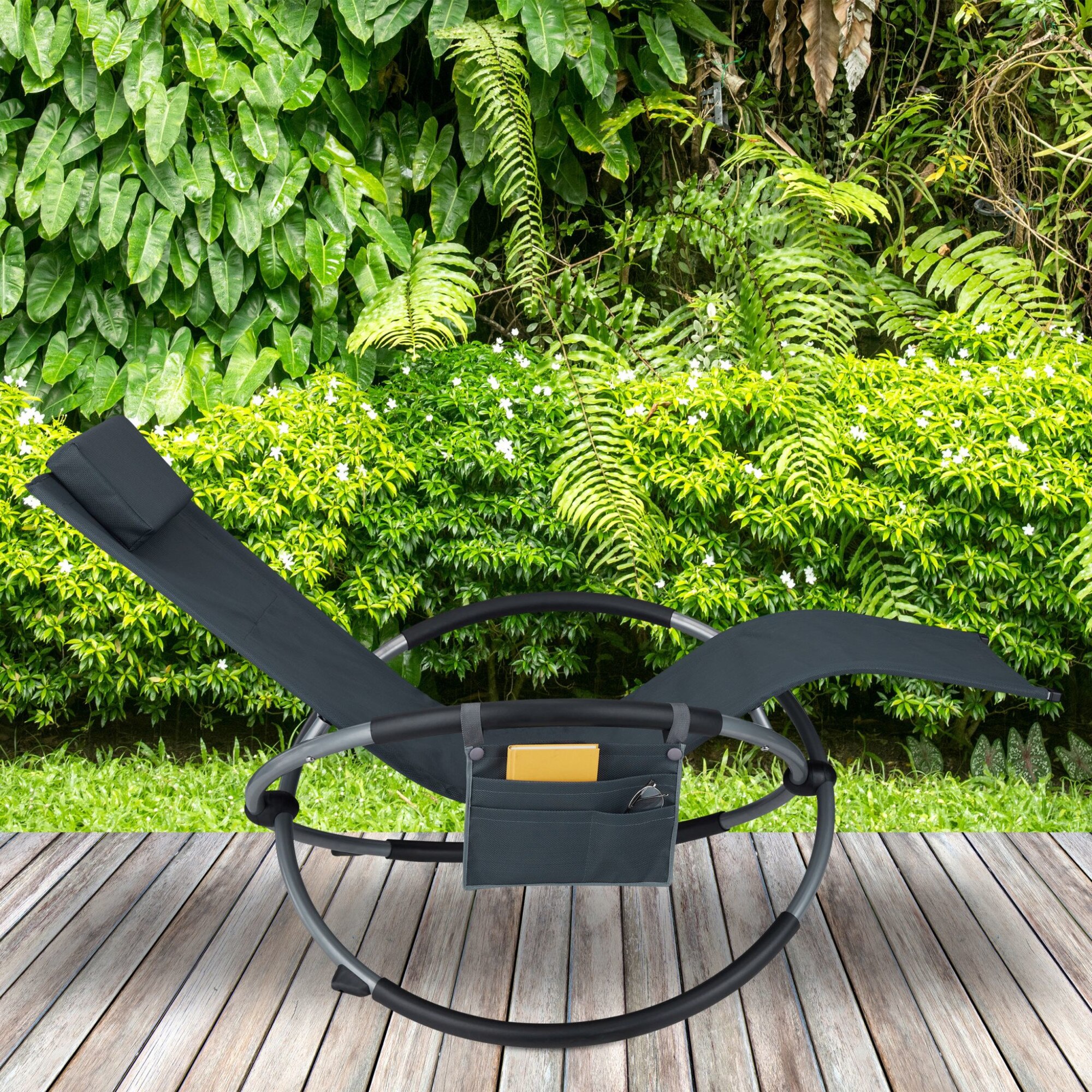 Sezlong modern pentru terasa sau gradina Relaxdays, cu functie de ...