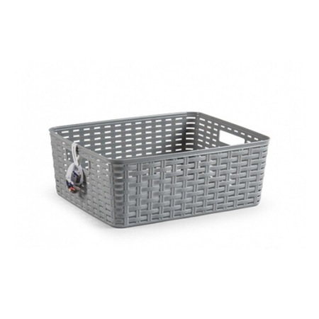 Cos ratan, cu manere, 36 x 28 cm,12 litri, argintiu - eMAG.ro