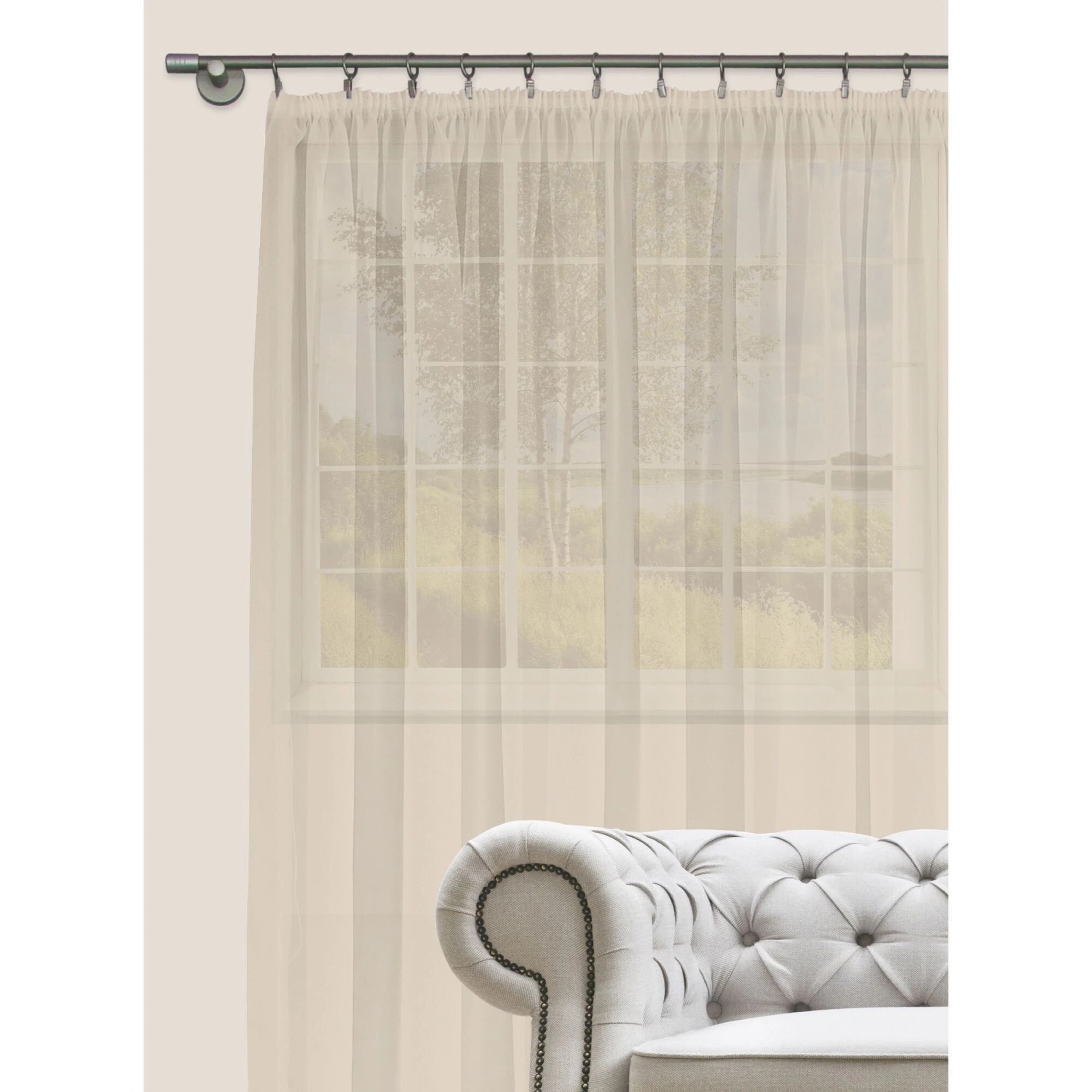 Perdea din voal 400 x 260 cm, model uni, cu rejansa, ecru, CB2355 - eMAG.ro