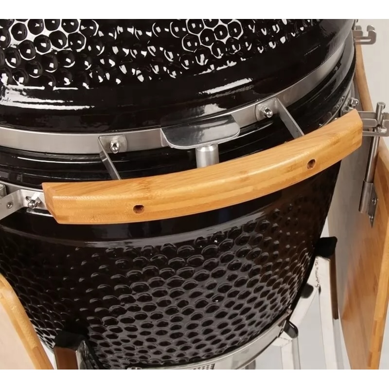 Gratar ceramica Kamado TOP, cu roti, 25 inch, Negru - eMAG.ro