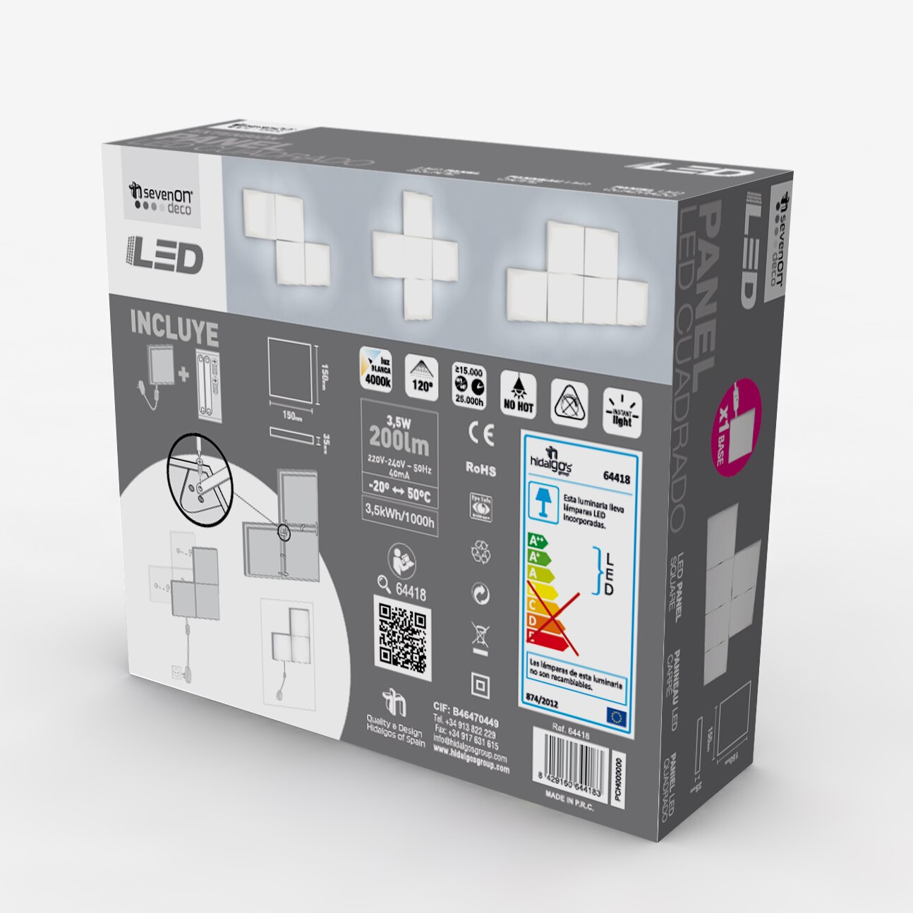 Panou LED patrat 3.5 W, Plastic, 15x15 cm, Alb - eMAG.ro