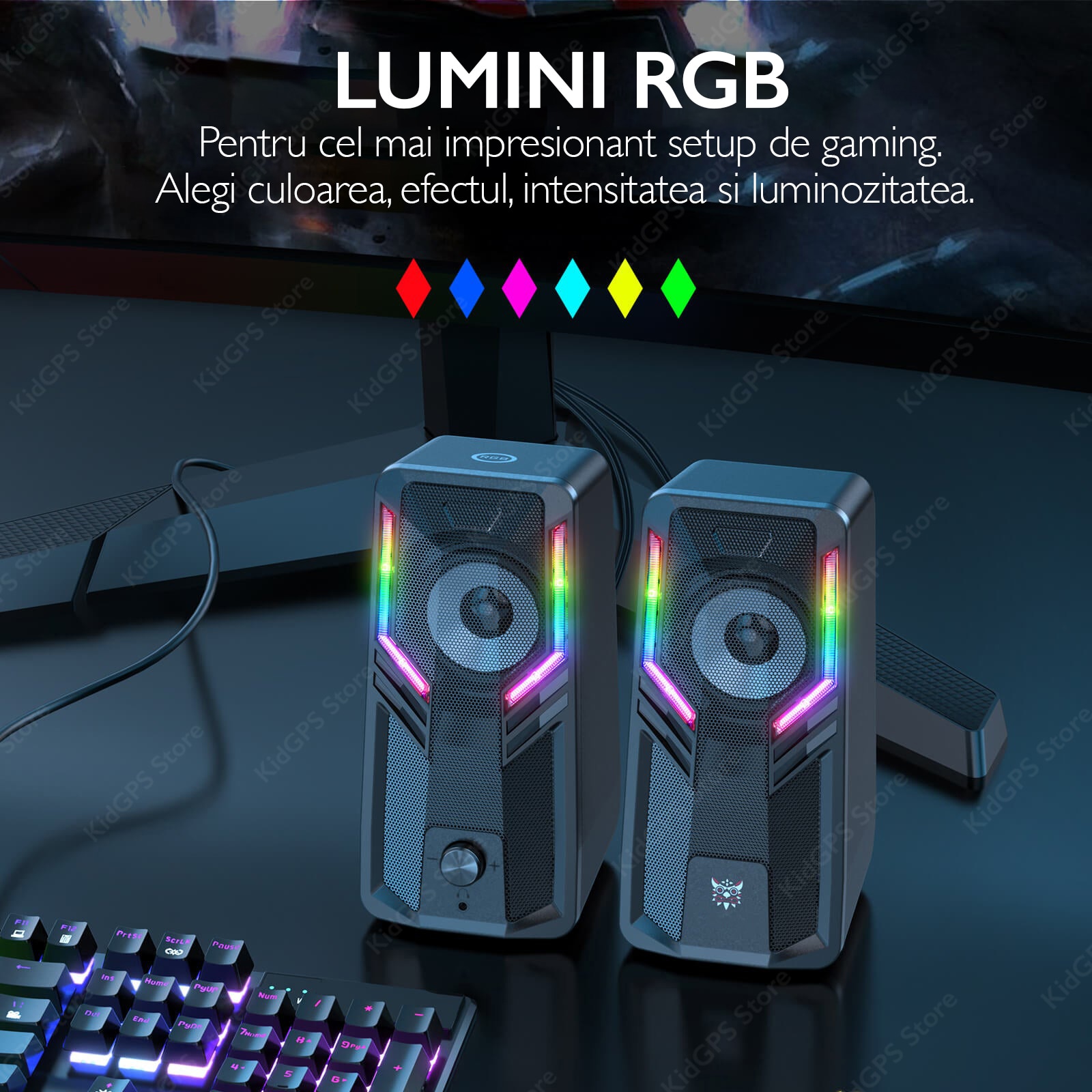 Комплект професионални компютърни гейминг тонколони Runmus G6, RGB ...