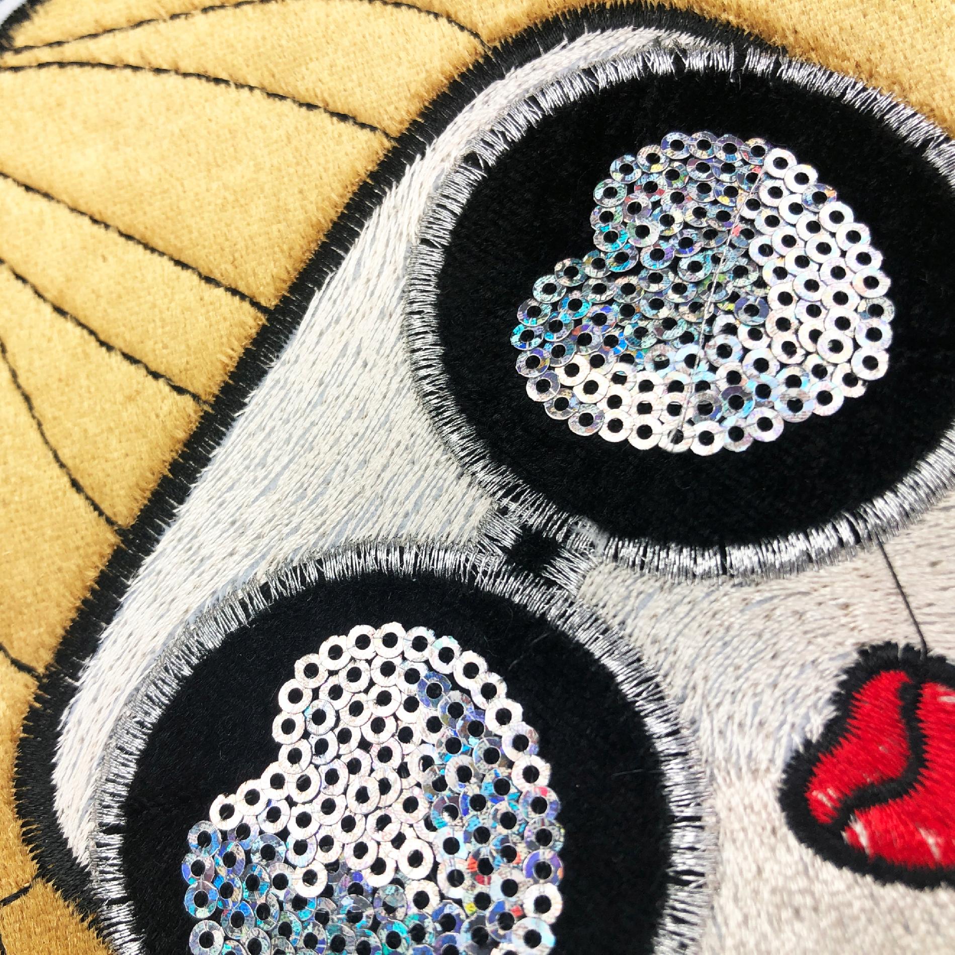 Petic Textil, Little Angel, Fata, inimi in ochi, paiete, Galben, 18 cm ...