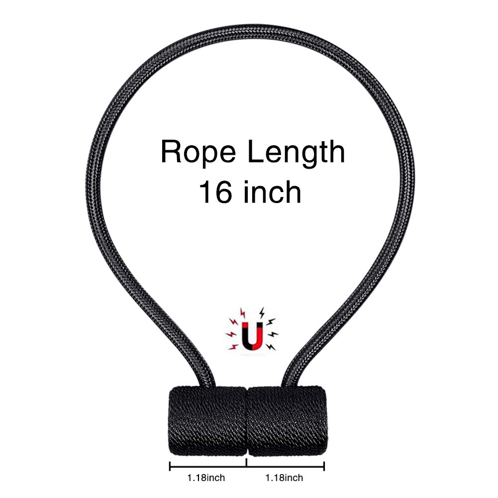 Set 2 cordoane prindere perdea, Aliaj/Poliester, Magnetic, 44 cm, Negru ...