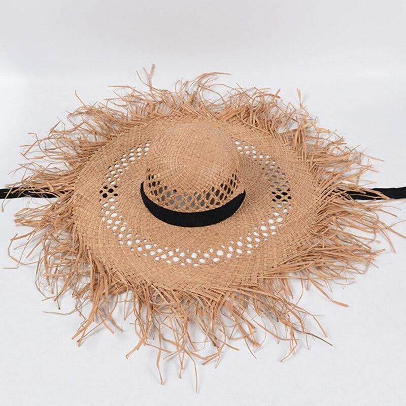 Palarie dama, maro, de vara, cu panglica neagra, Oleana, marime ...