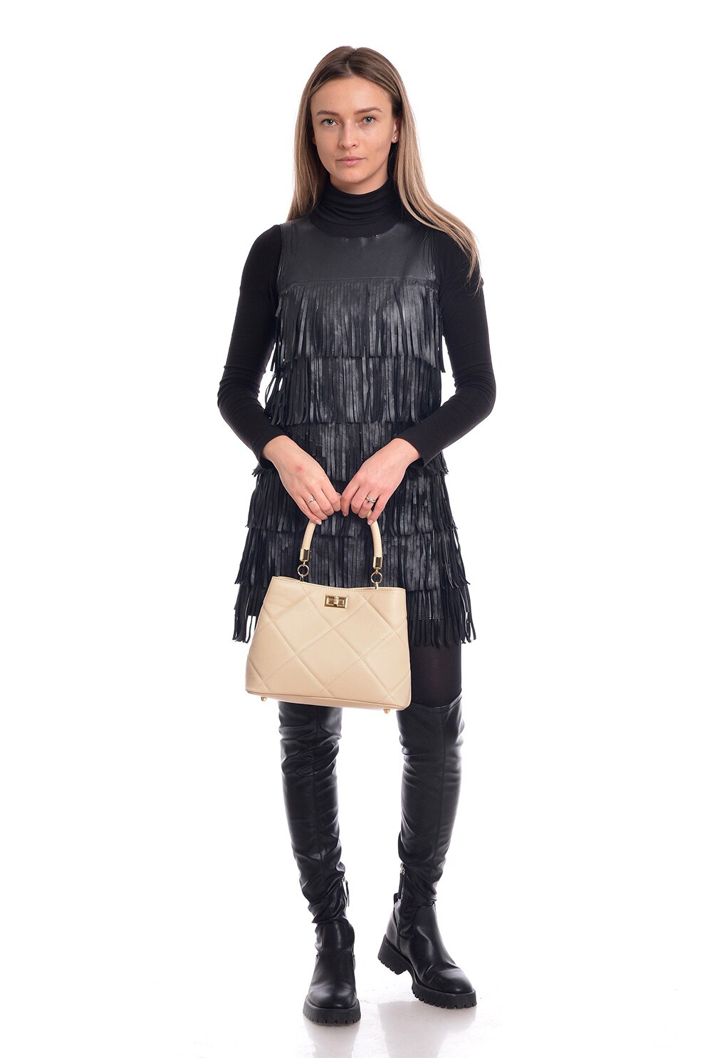 Isabella Rhea, Steppelt bőrtáska, Bézs - eMAG.hu