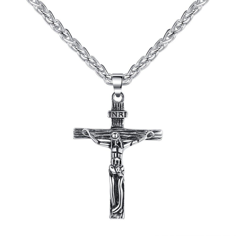 Colier vintage, Aliaj/Argint, Model cruce, 60.5 cm, Argintiu - eMAG.ro