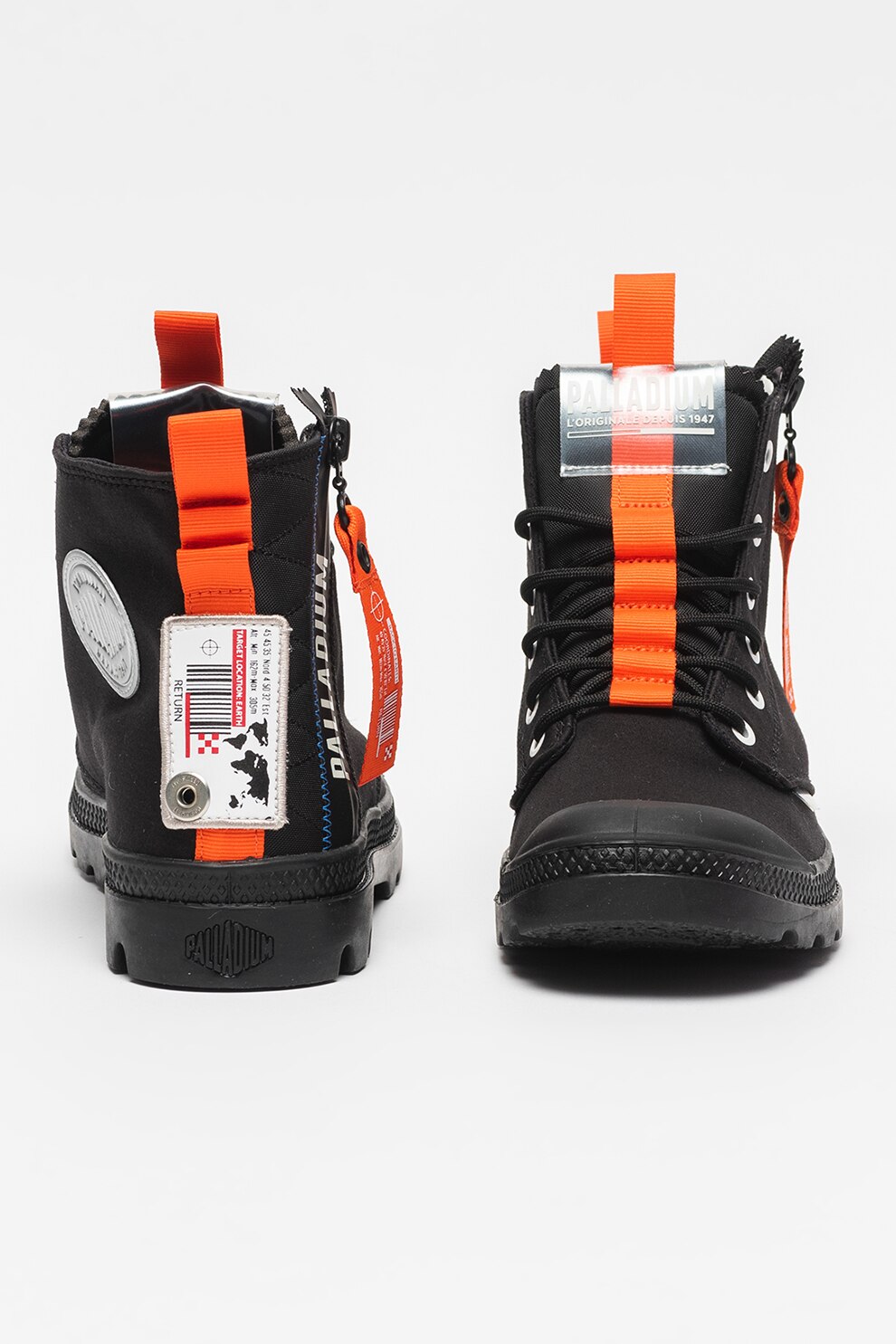 Palladium, Pantofi sport mid-high din material textil Pampa, Negru, 8 ...
