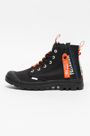 Palladium, Pantofi sport mid-high din material textil Pampa, Negru, 8 ...
