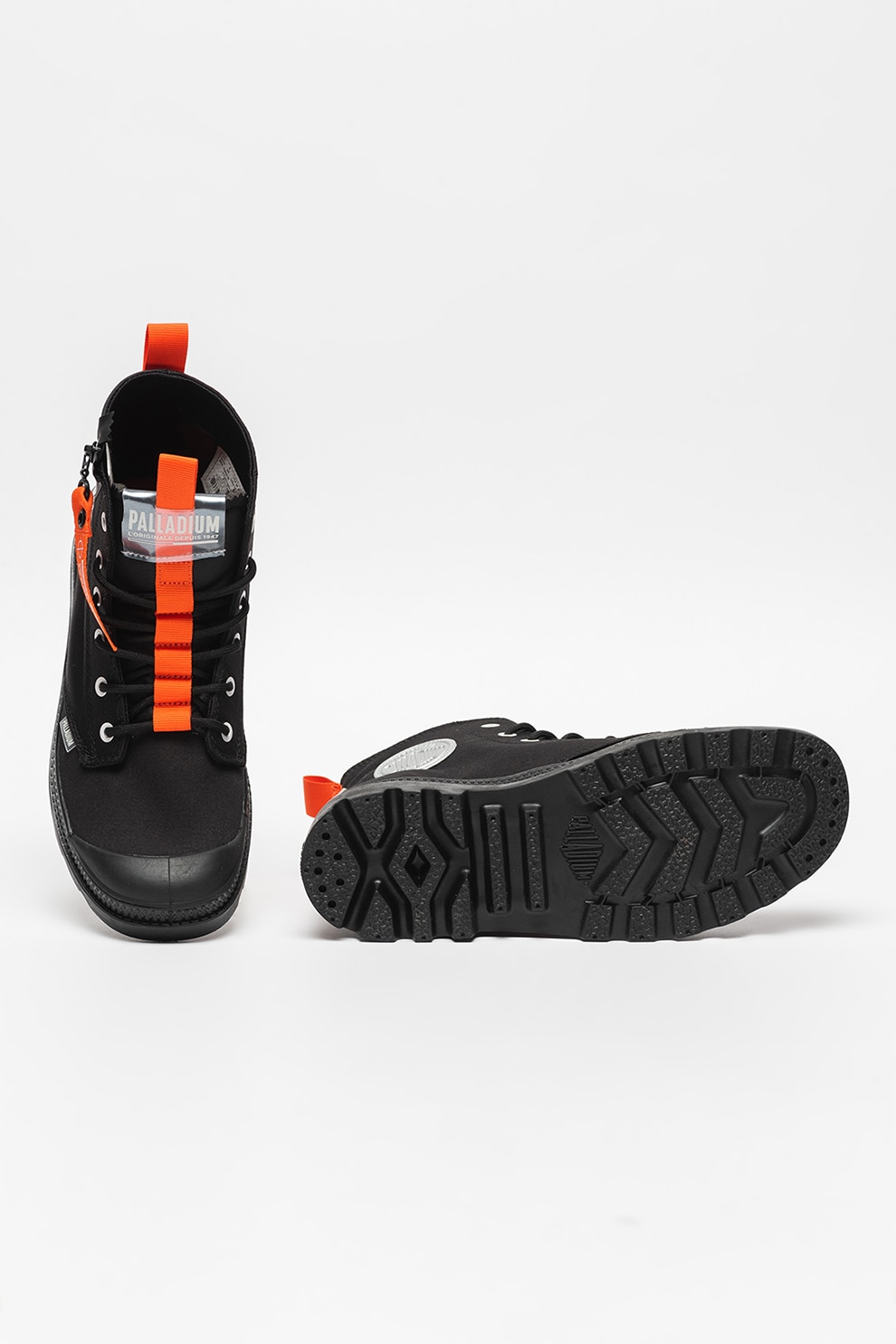 Palladium, Pantofi sport mid-high din material textil Pampa, Negru, 8 ...