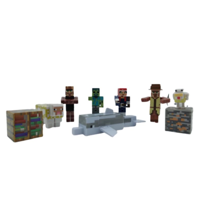 Set 9 figurine tip Minecraft, accesorii incluse, +3 ani - eMAG.ro